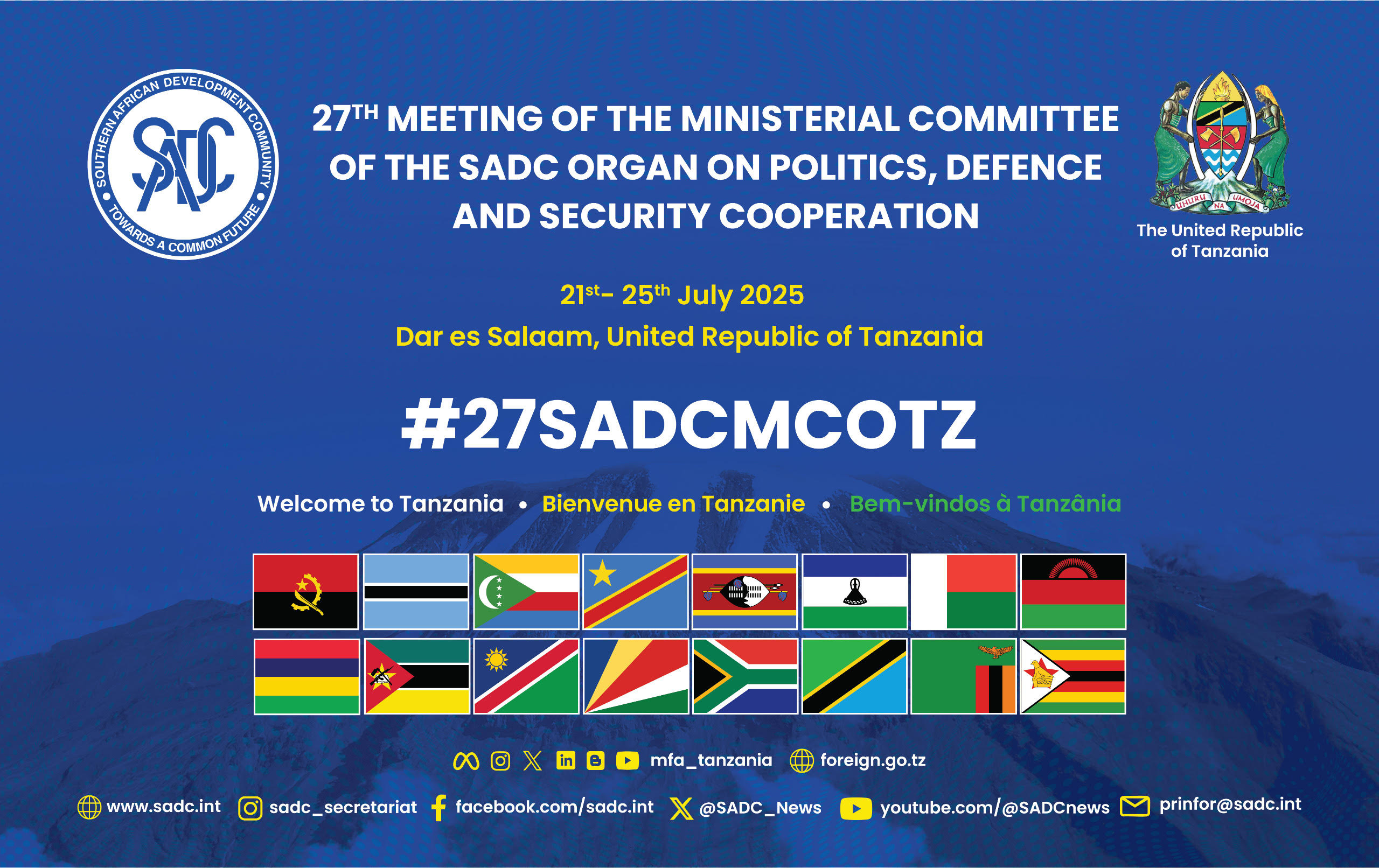 A SADC realiza a 27ª Reunião Ordinária do Comité Ministerial do Órgão para discutir questões ...
